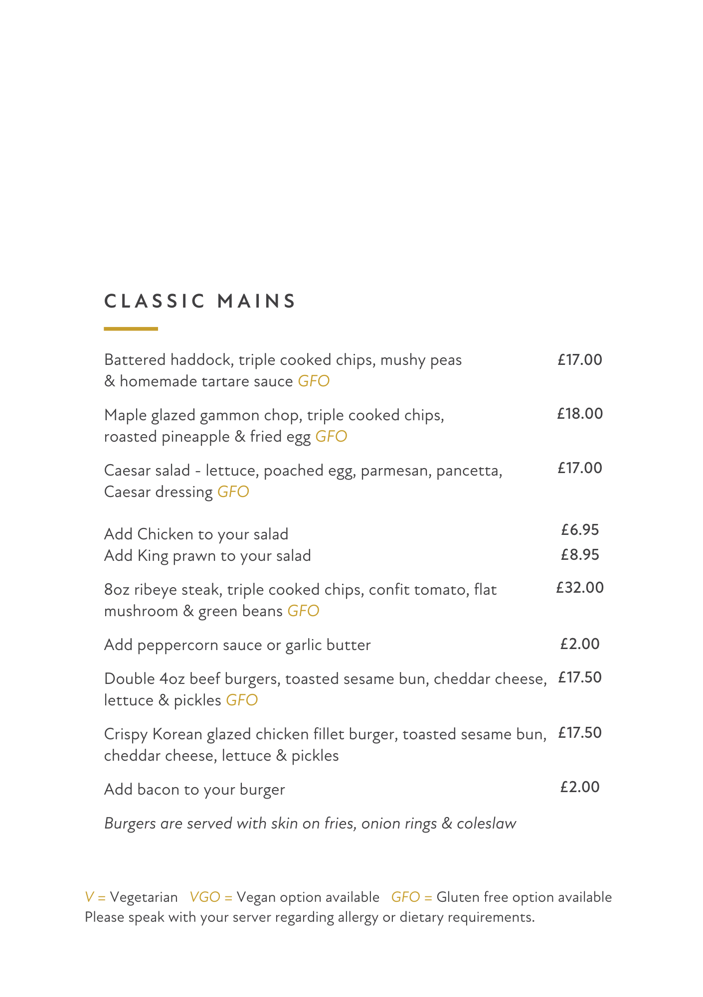 Dinner Menu - Billy's Barr & Restaurant - Hawkshead — billys.restaurant