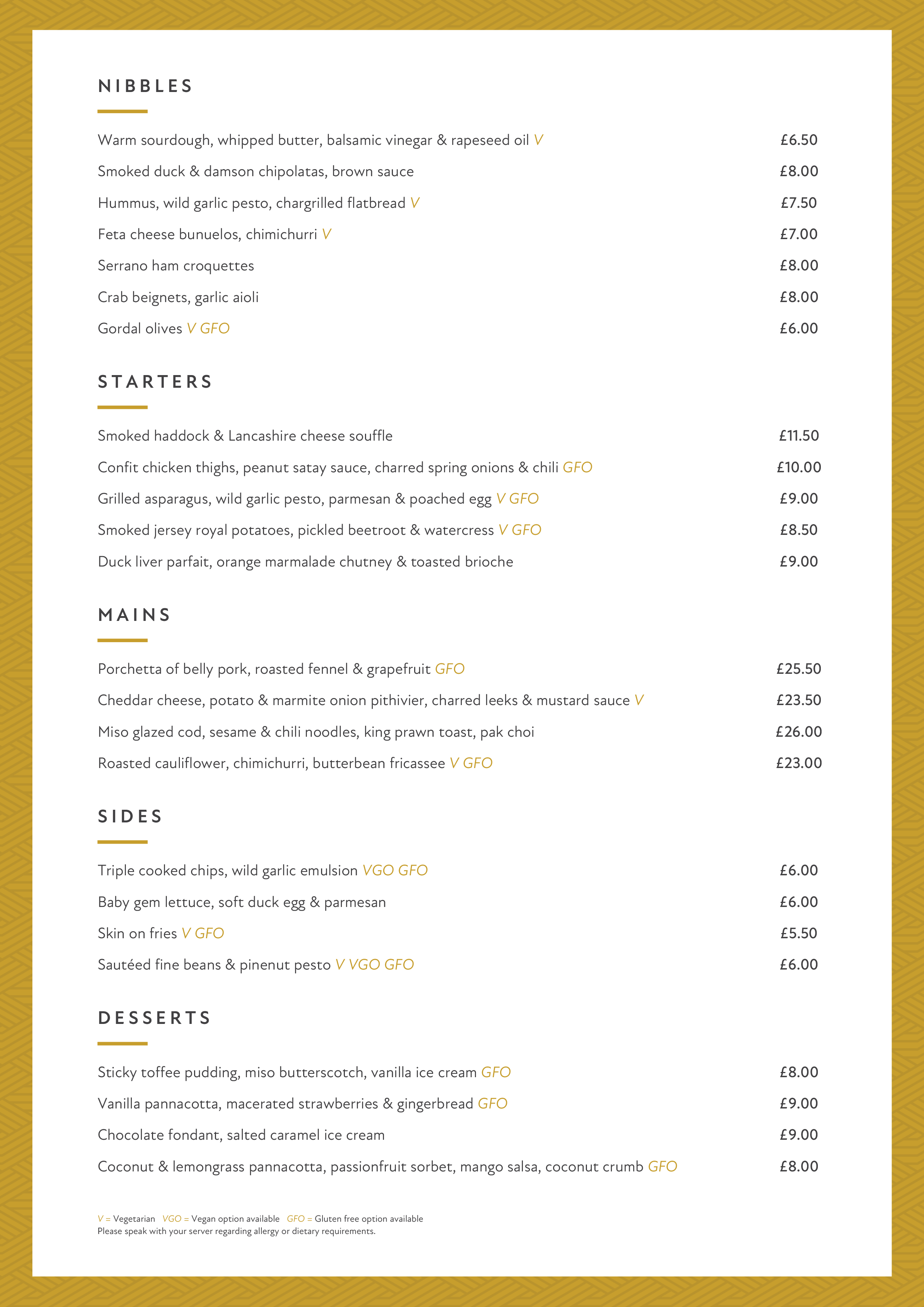 Dinner Menu - Billy's Barr & Restaurant - Hawkshead — billys.restaurant