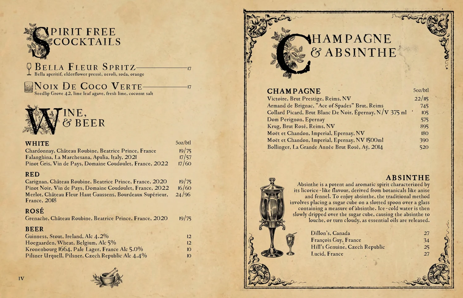 Menu — PREQUEL & CO. APOTHECARY