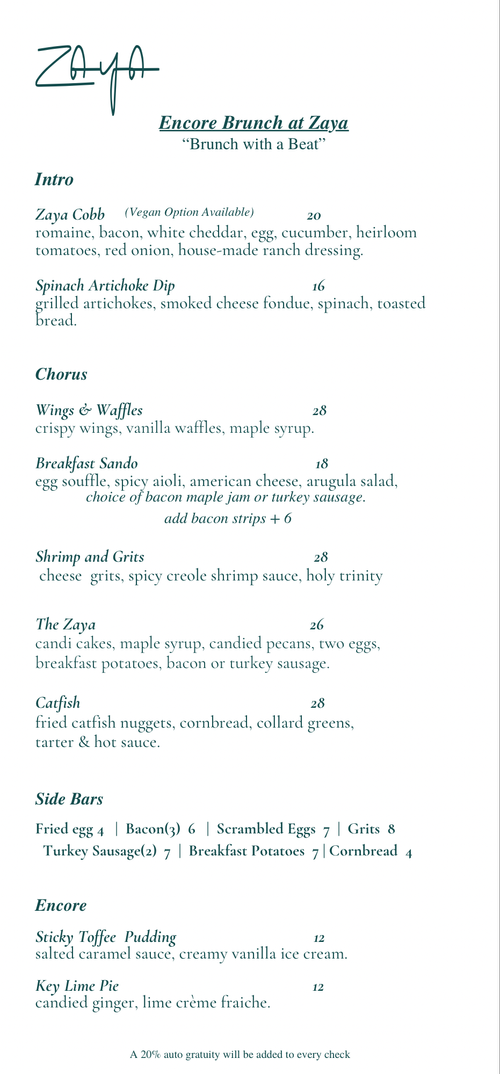 Menu 1 — Zaya - Downtown Los Angeles