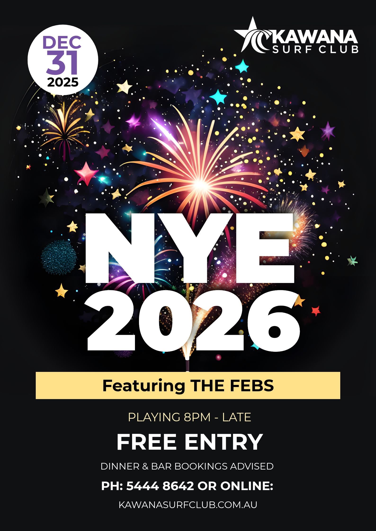 NYE 2026 Celebration — Kawana Surf Club