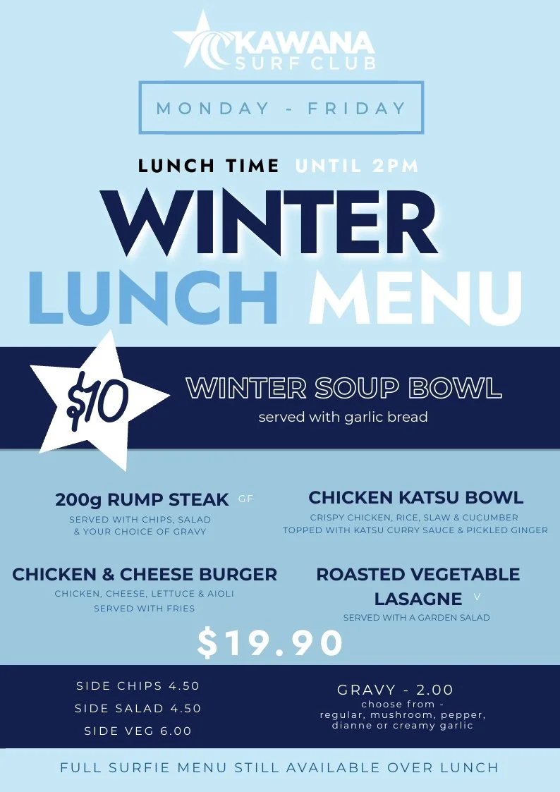 MENU — Kawana Surf Club