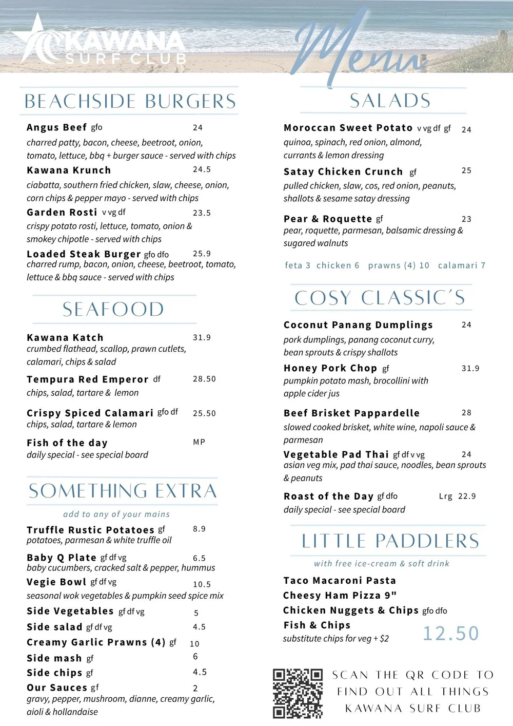 MENU — Kawana Surf Club