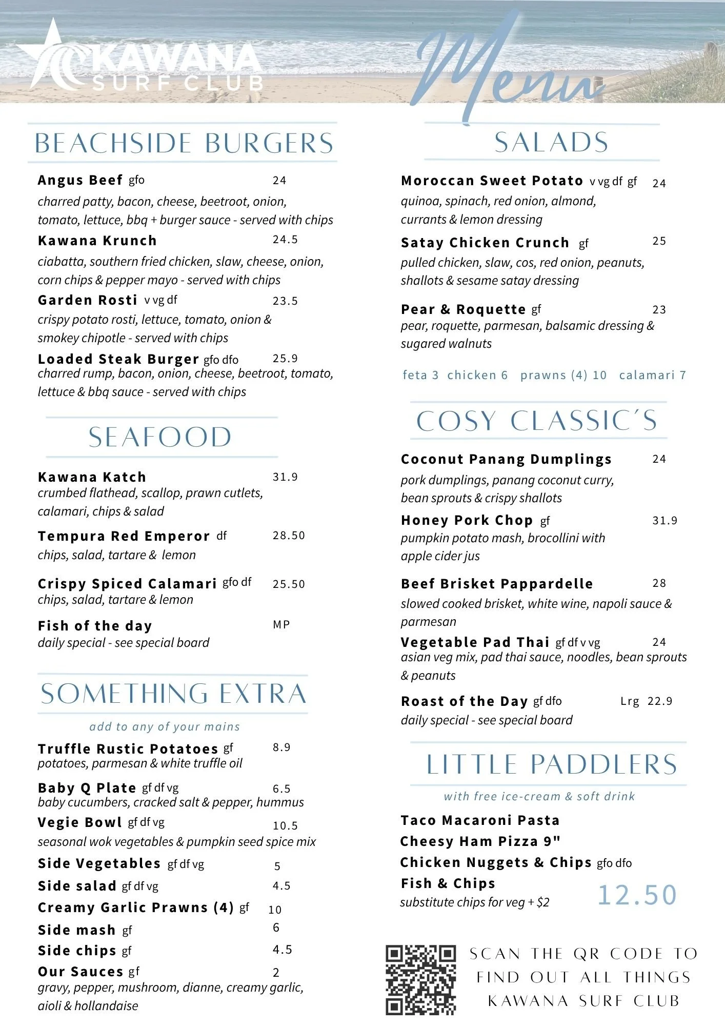 MENU — Kawana Surf Club
