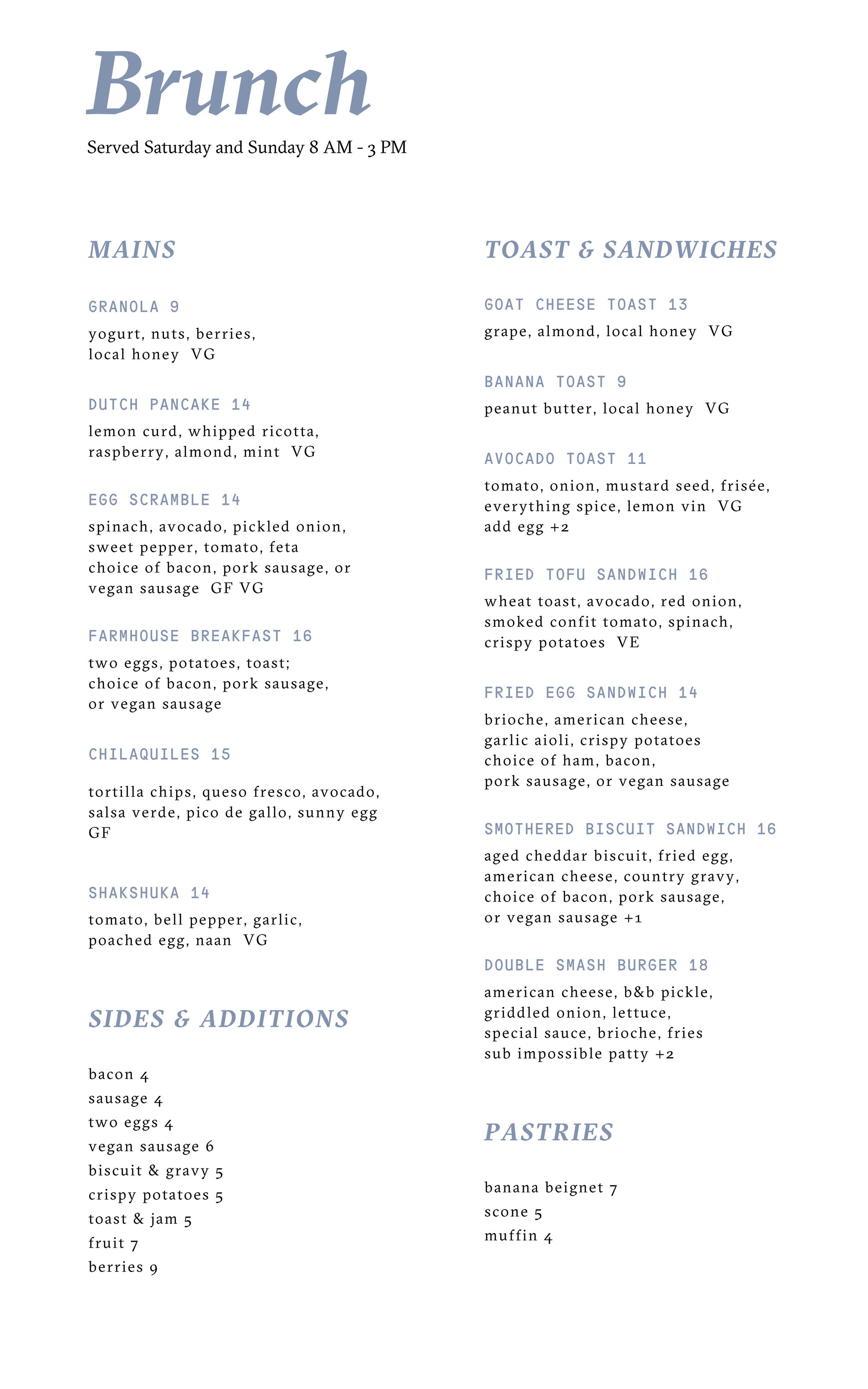 House Menus — BlakeSt.
