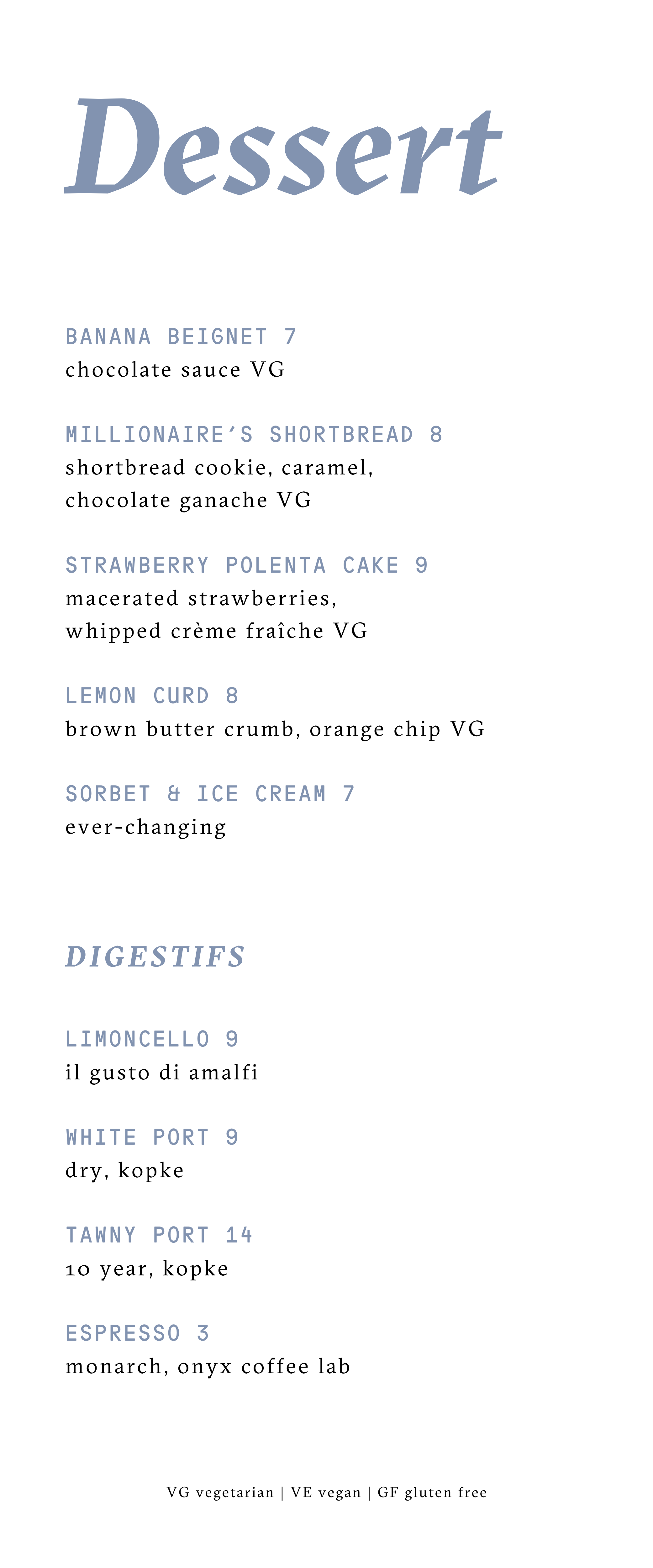 House Menus — BlakeSt.