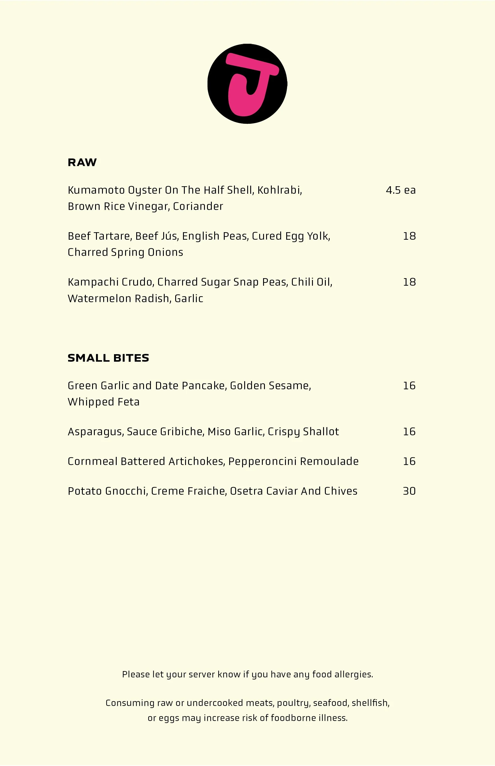 MENU — Bar Jabroni