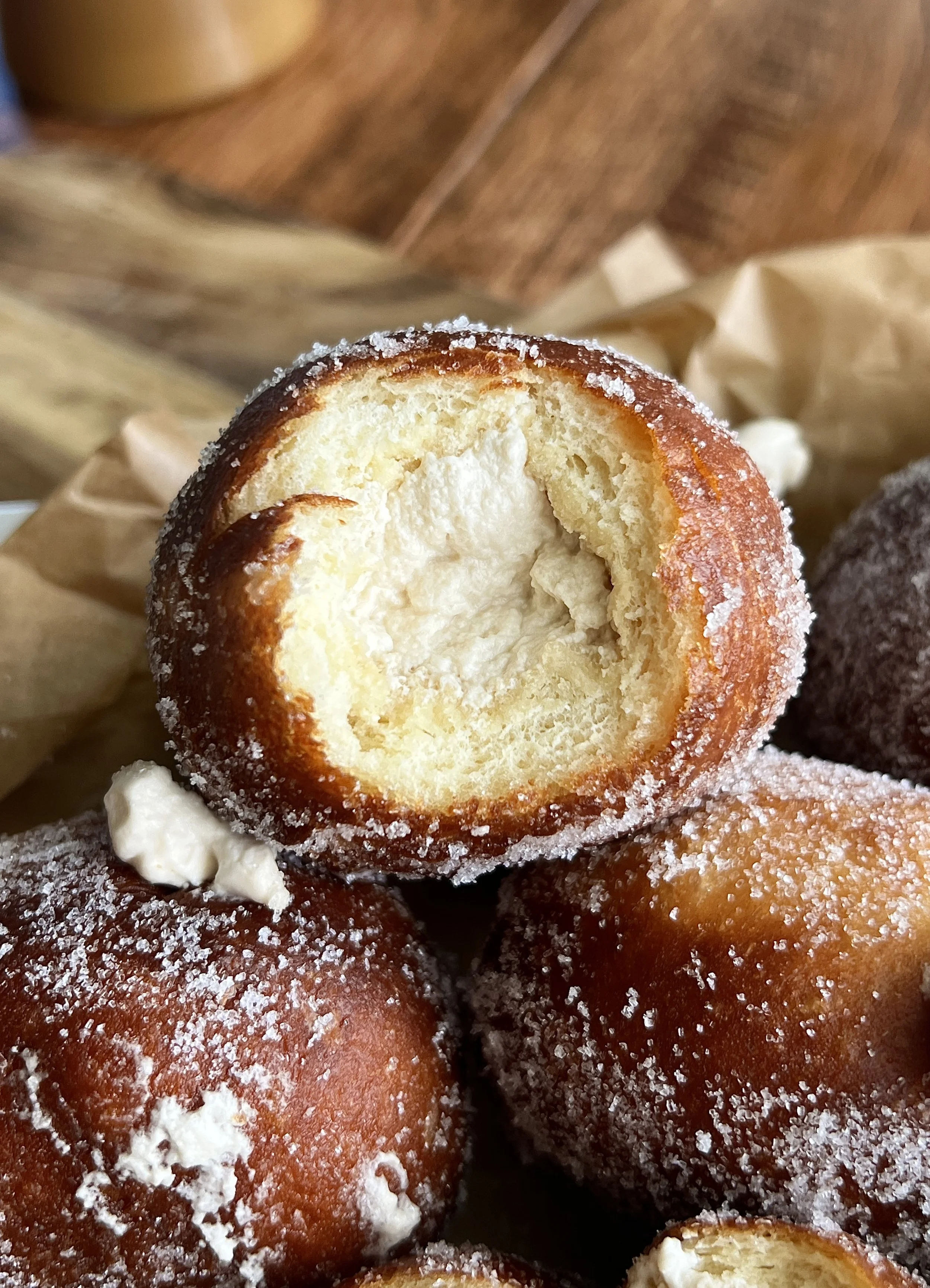 Mini Coffee Cream Bomboloni — Well Made by Kiley