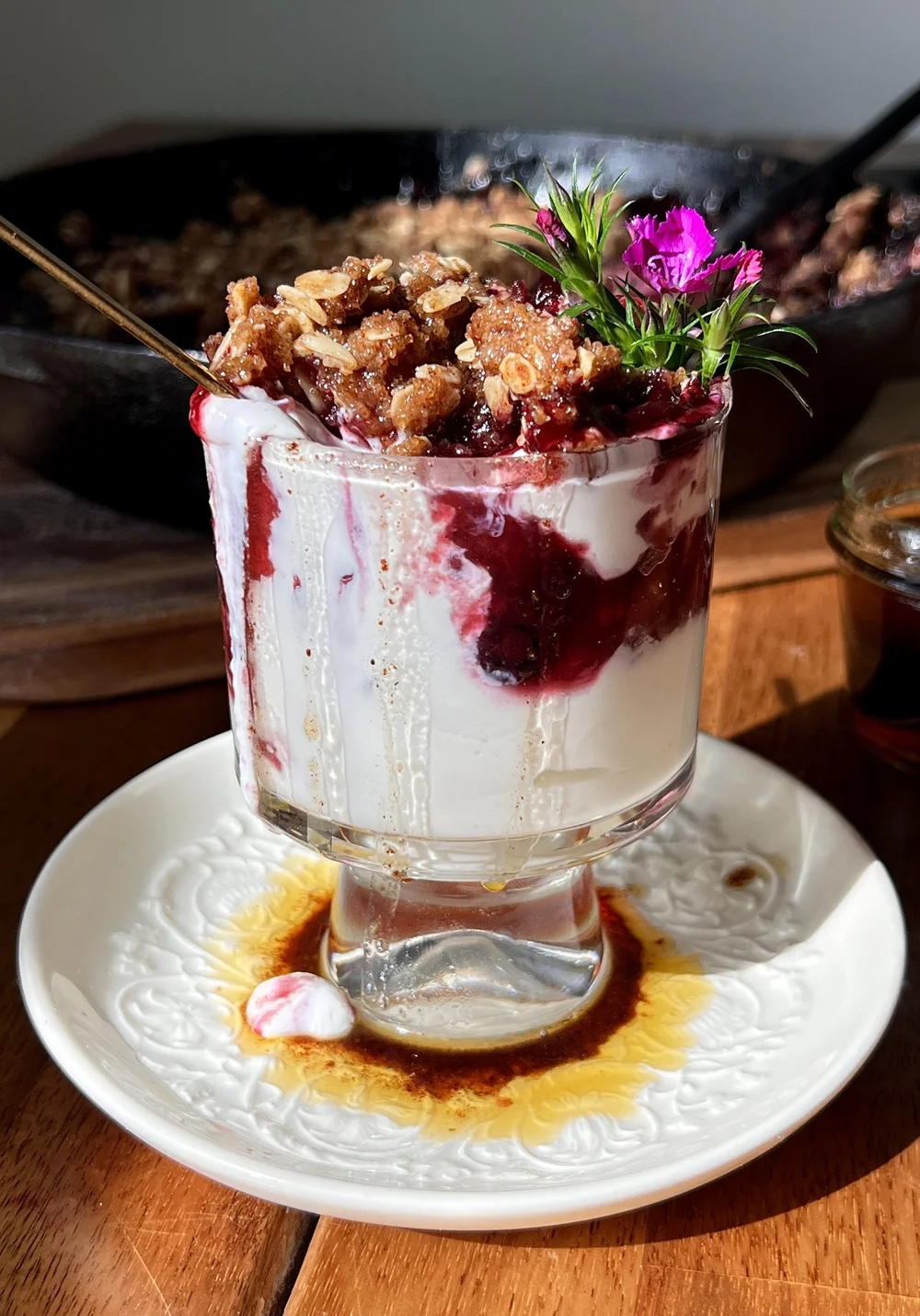 Brown Butter Berry Crisp Parfaits with Maple Cinnamon Brown Butter Sauce — Well Made by Kiley