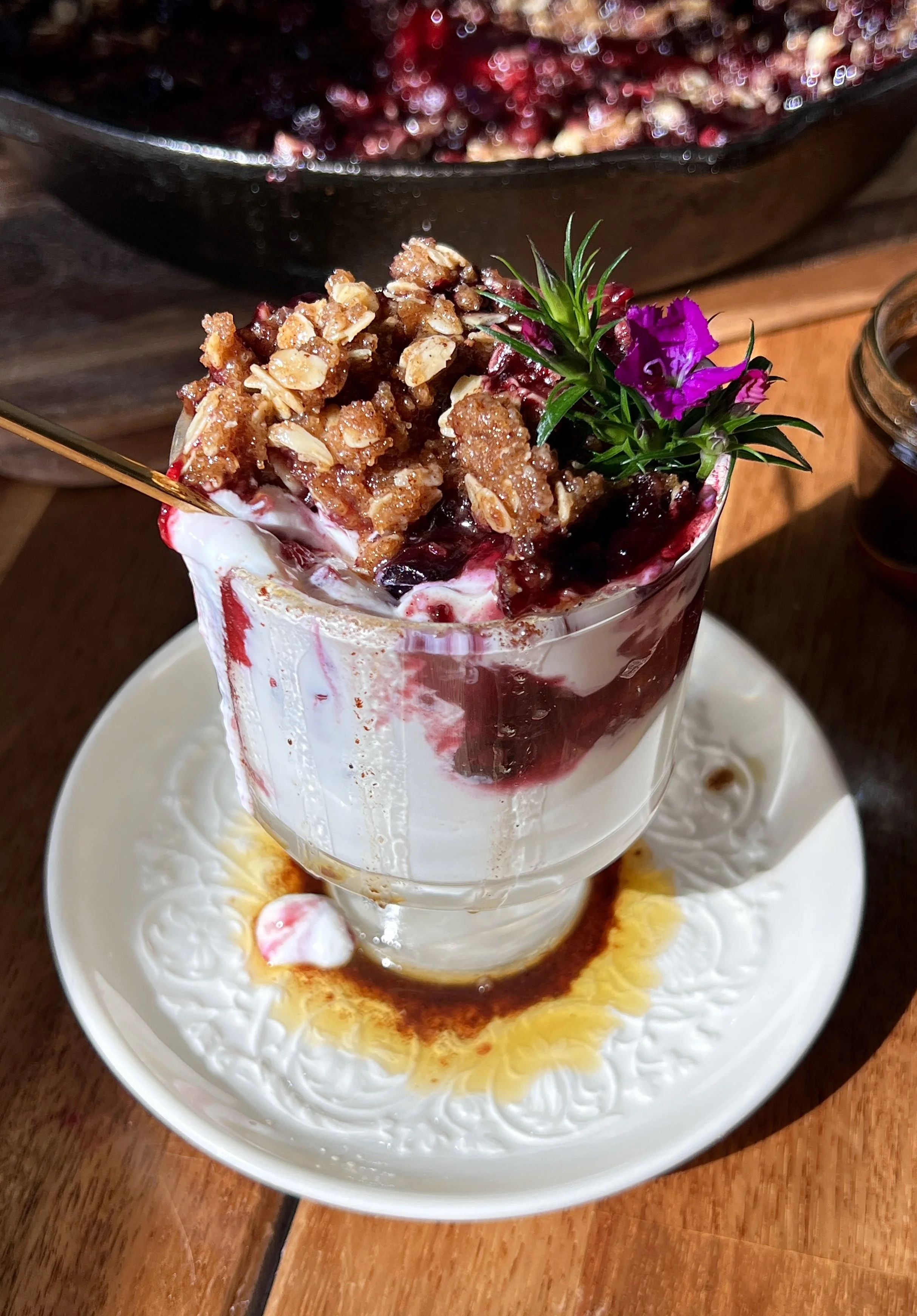 Brown Butter Berry Crisp Parfaits with Maple Cinnamon Brown Butter Sauce — Well Made by Kiley