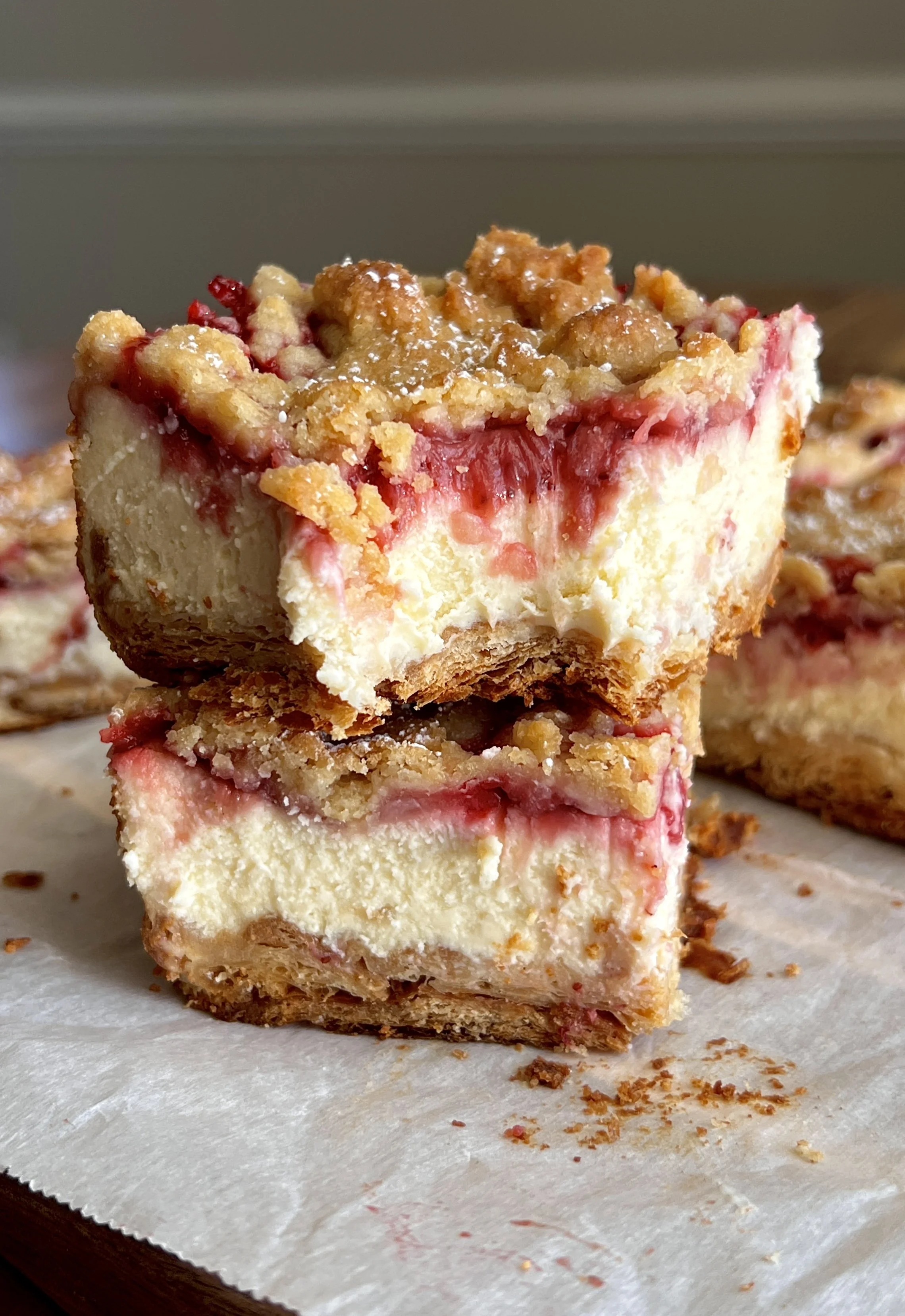 Strawberry Crumble Croissant Cheesecake Bars — Well Made by Kiley
