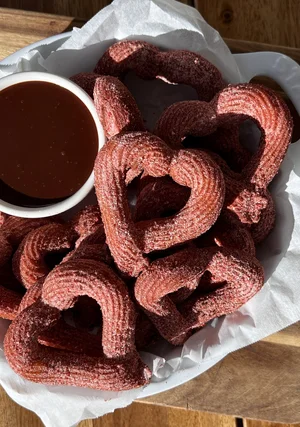 Heart Churros With Homemade Chocolate Sauce (Valentine’s Day Strawberry ...