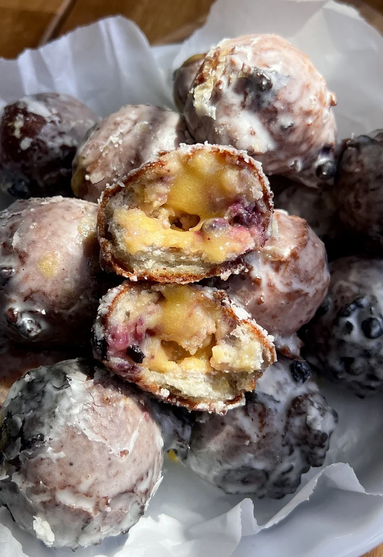 Blueberry Lemon Curd Donut Holes — Well Made by Kiley