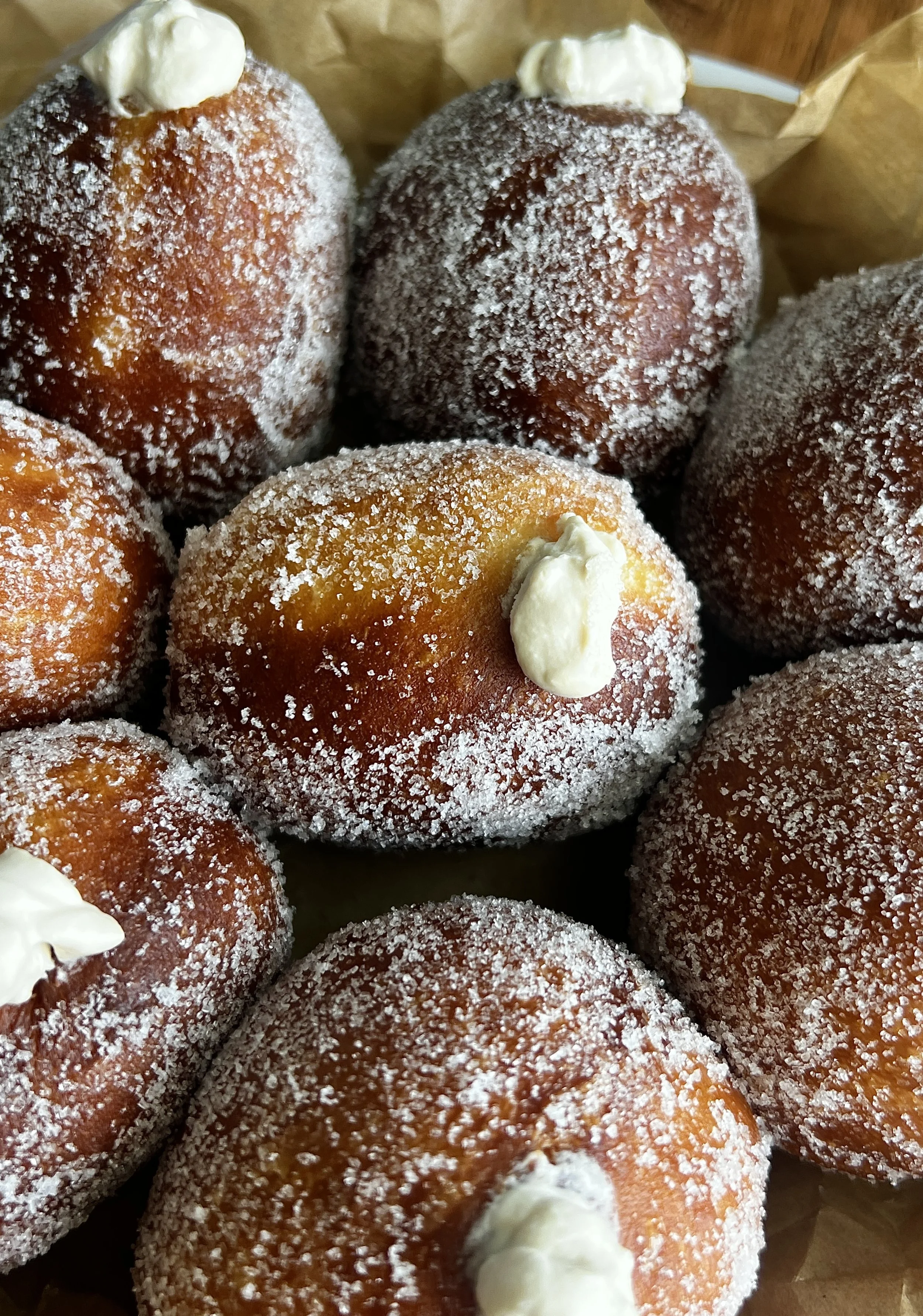 Mini Coffee Cream Bomboloni — Well Made by Kiley