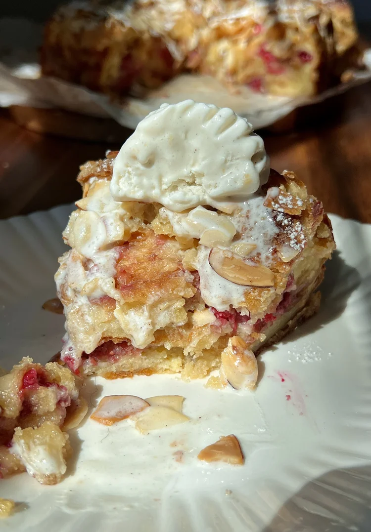 Raspberry Almond Croissant Bread Pudding — Well Made by Kiley