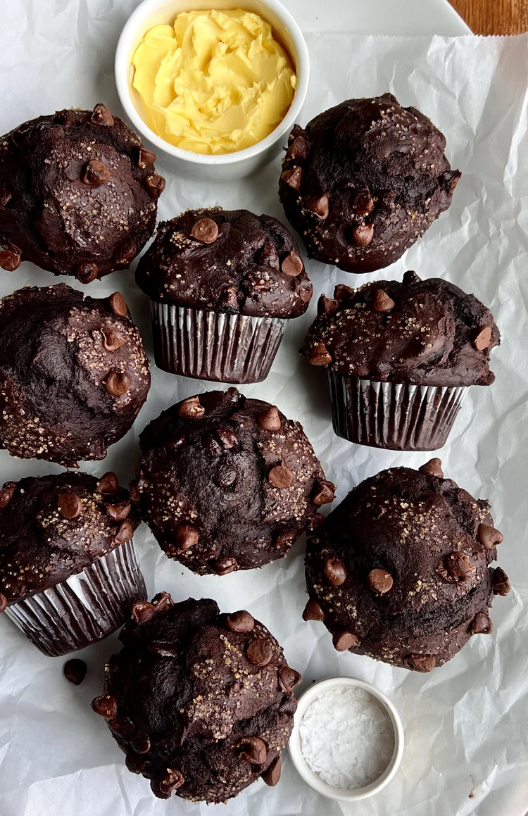 Bakery-Style Brown Butter Double Chocolate Chip Muffins — Well Made by ...