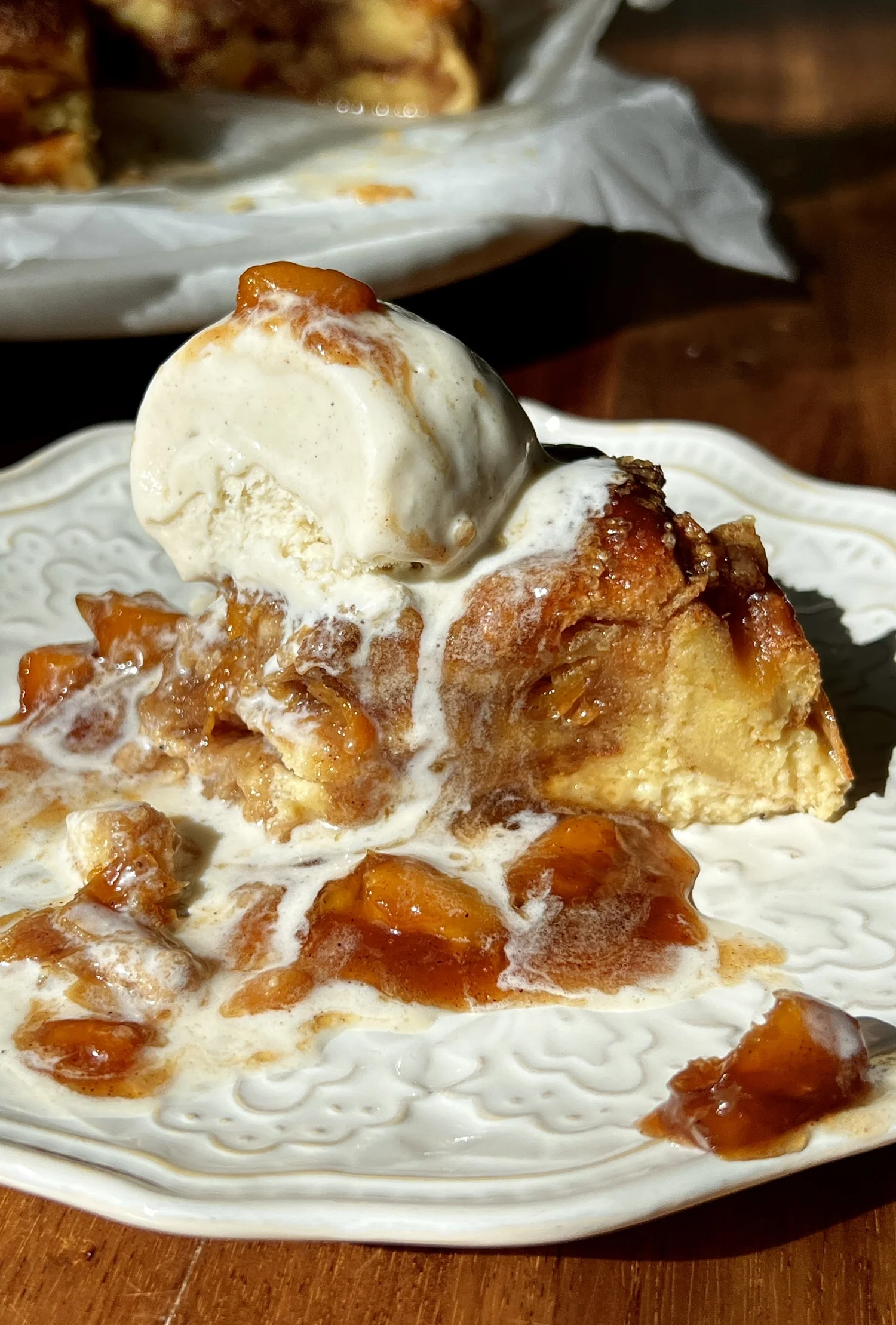 Peach Cobbler Buttermilk Bread Pudding — Well Made by Kiley