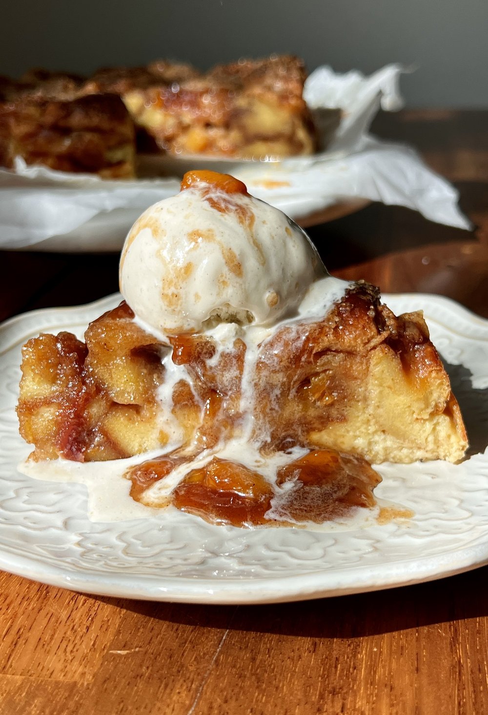 Peach Cobbler Buttermilk Bread Pudding — Well Made by Kiley
