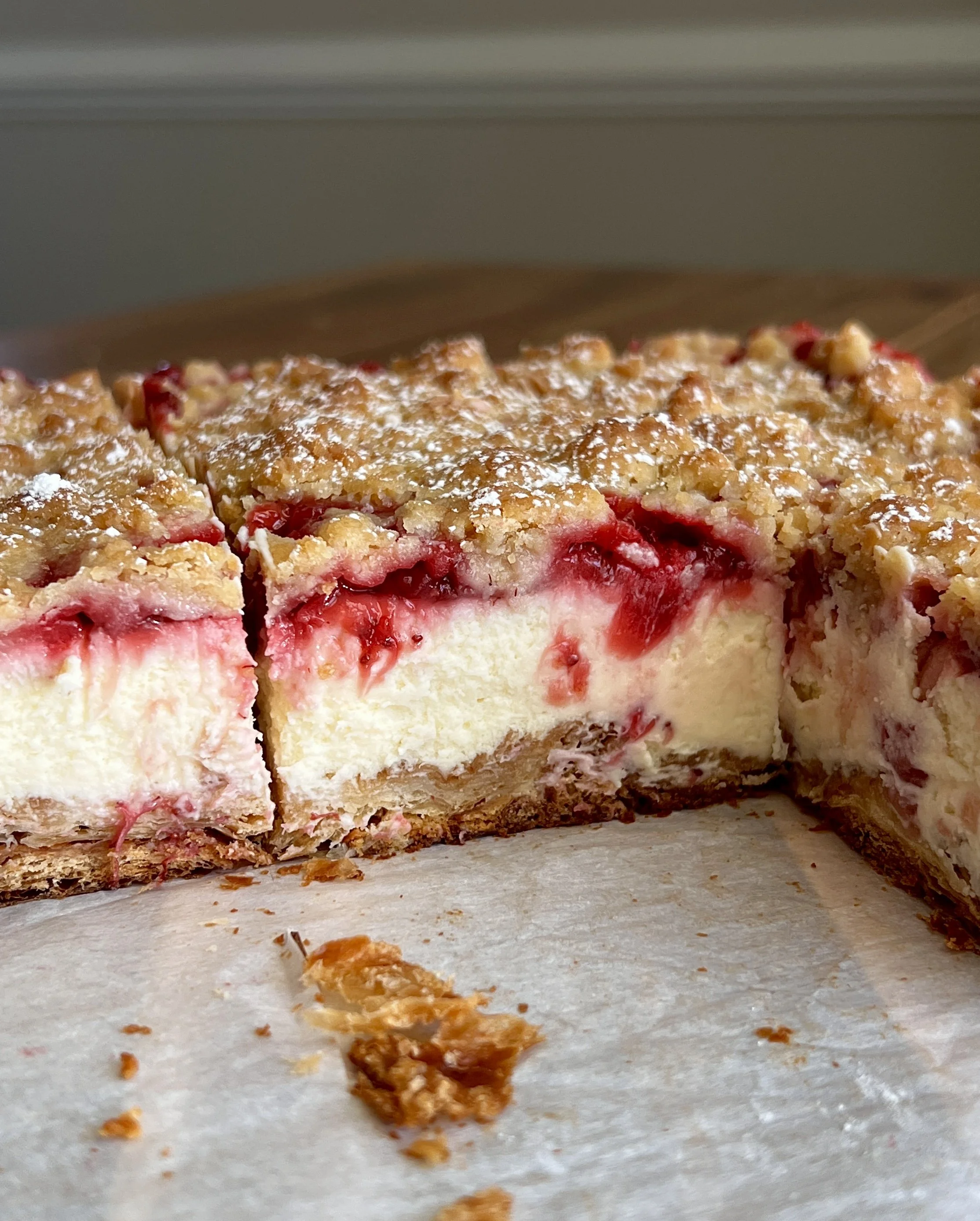 Strawberry Crumble Croissant Cheesecake Bars — Well Made by Kiley