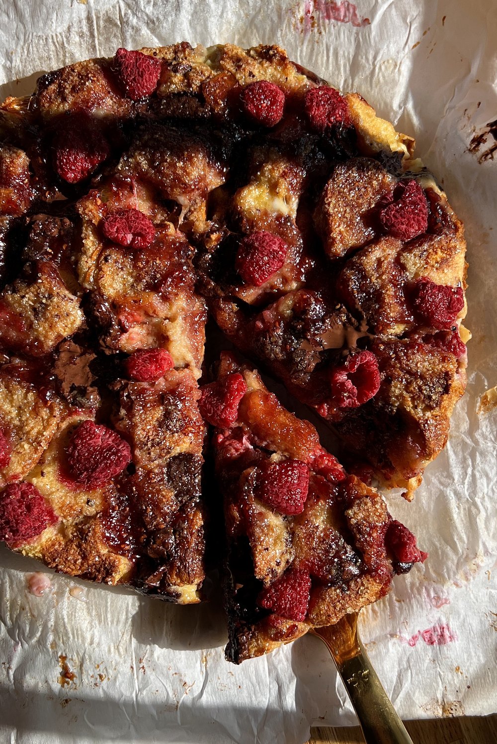 Dark Chocolate Raspberry Bread Pudding — Well Made by Kiley