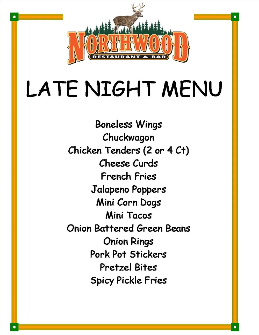 Menus | Explore Delicious Options — The Northwood Restaurant & Bar