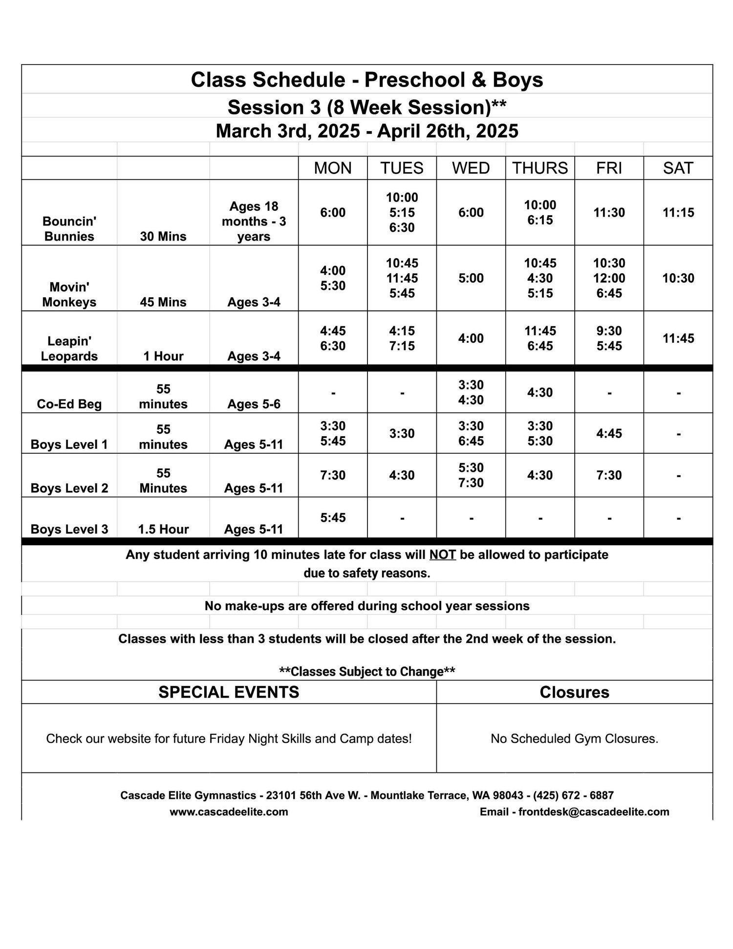 Classes — Cascade Elite Gymnastics