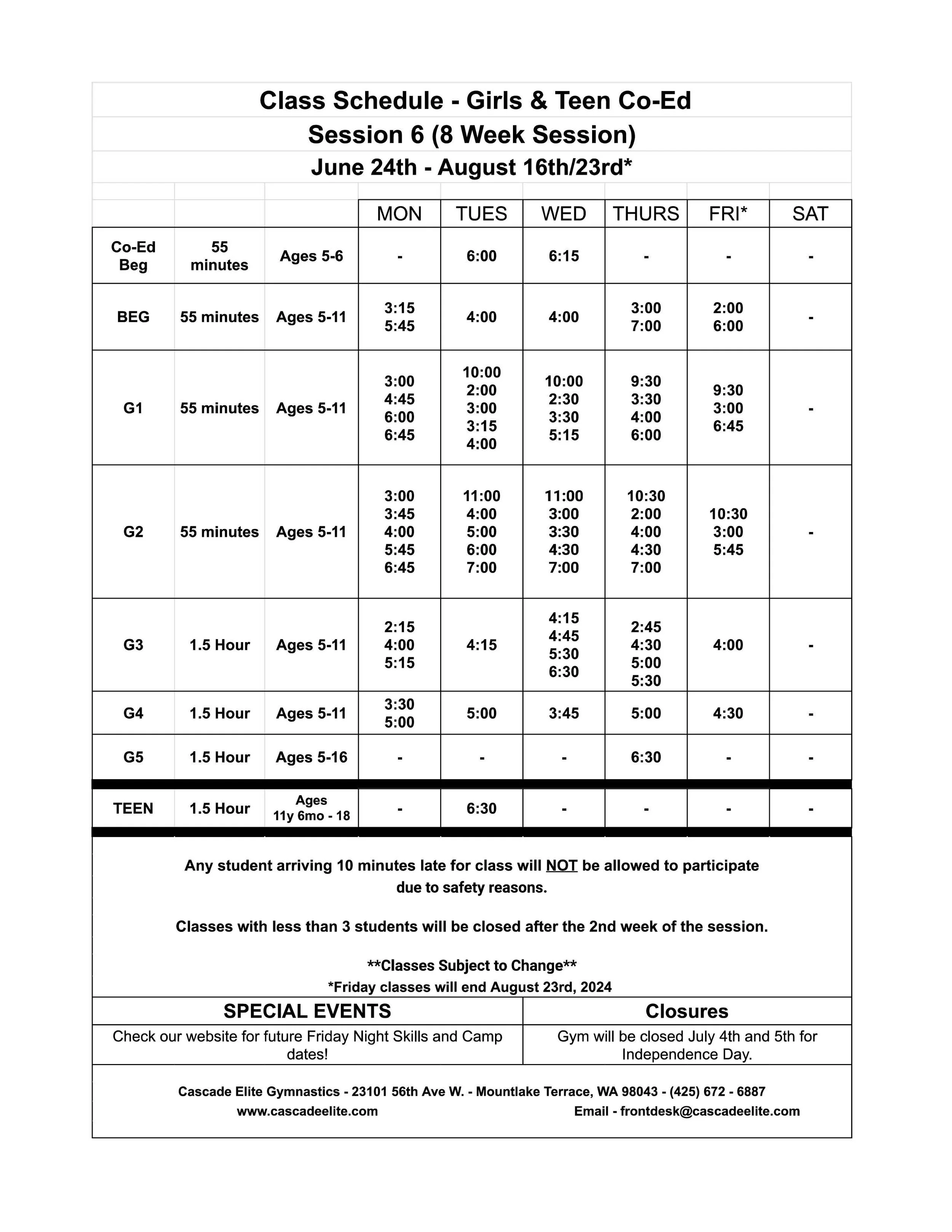 Classes — Cascade Elite Gymnastics
