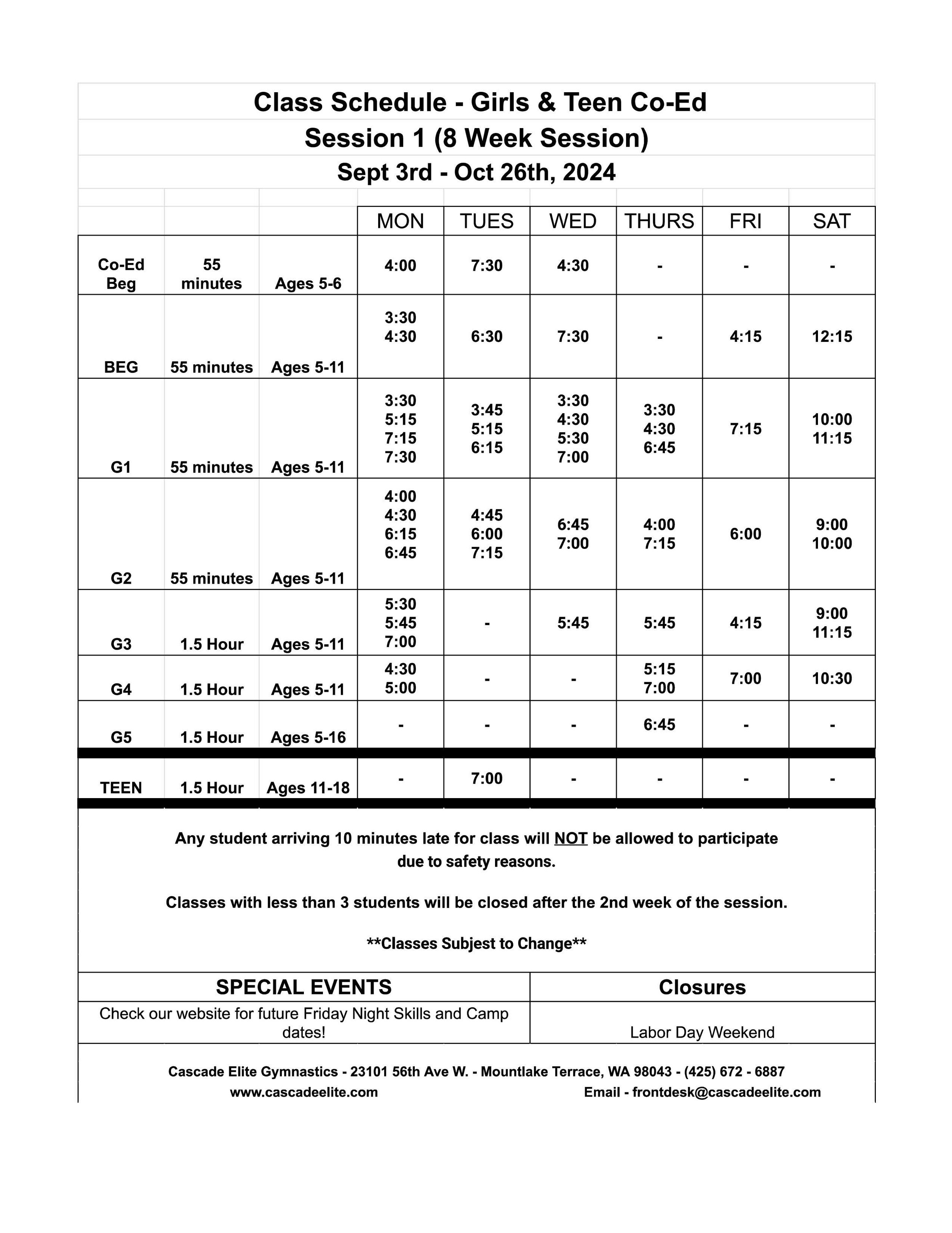 Classes — Cascade Elite Gymnastics