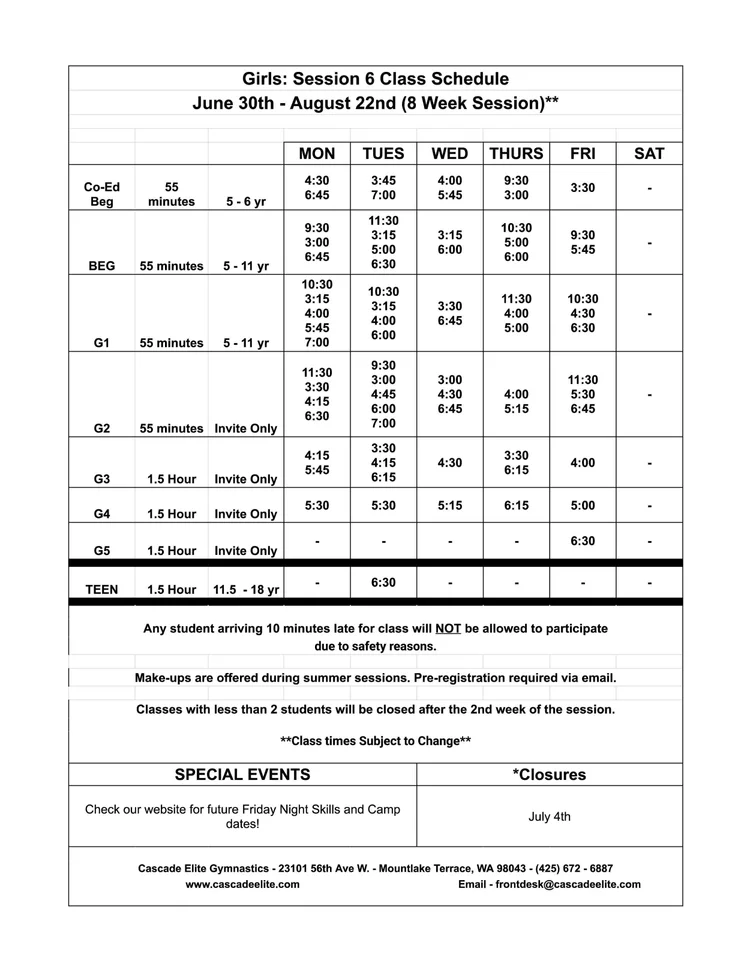 Classes — Cascade Elite Gymnastics