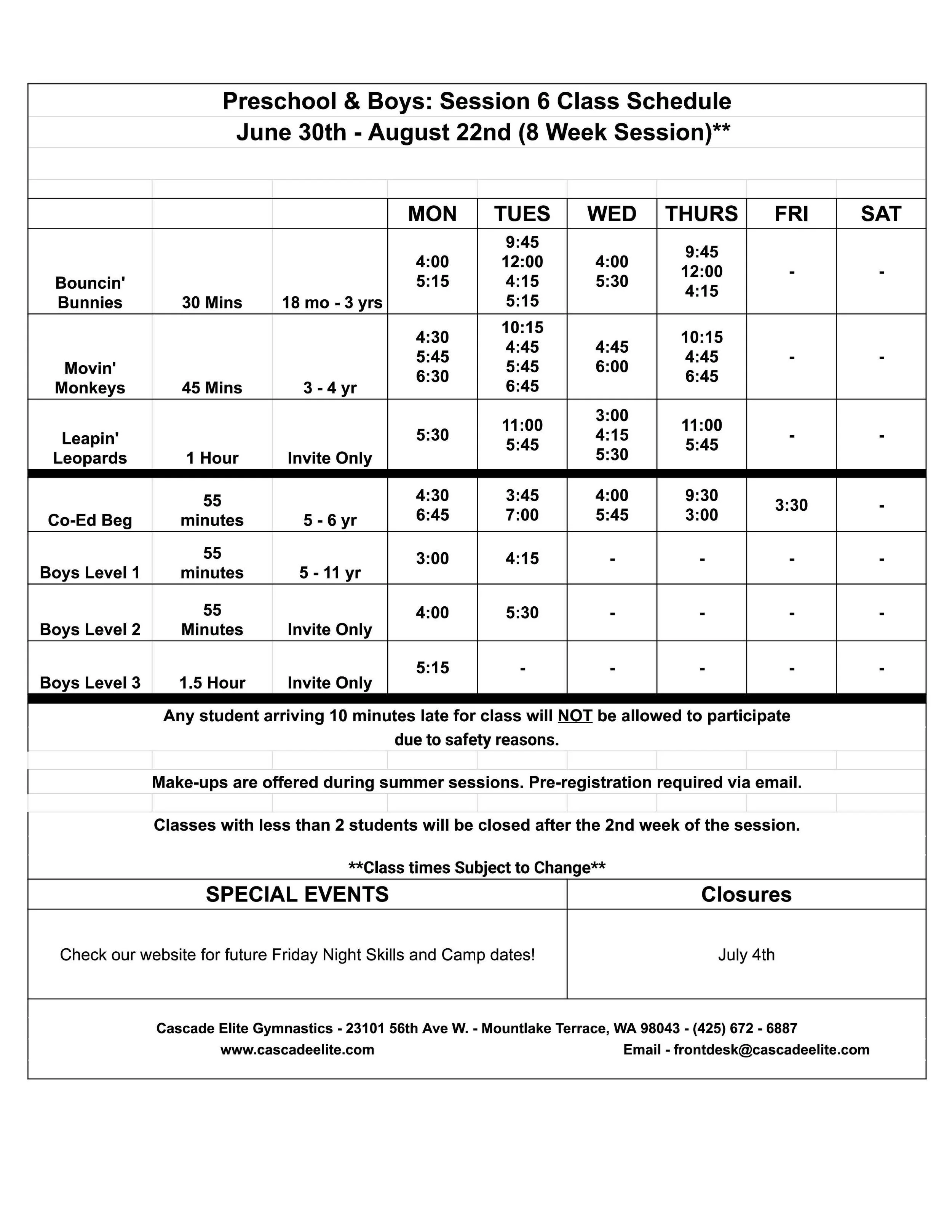 Classes — Cascade Elite Gymnastics