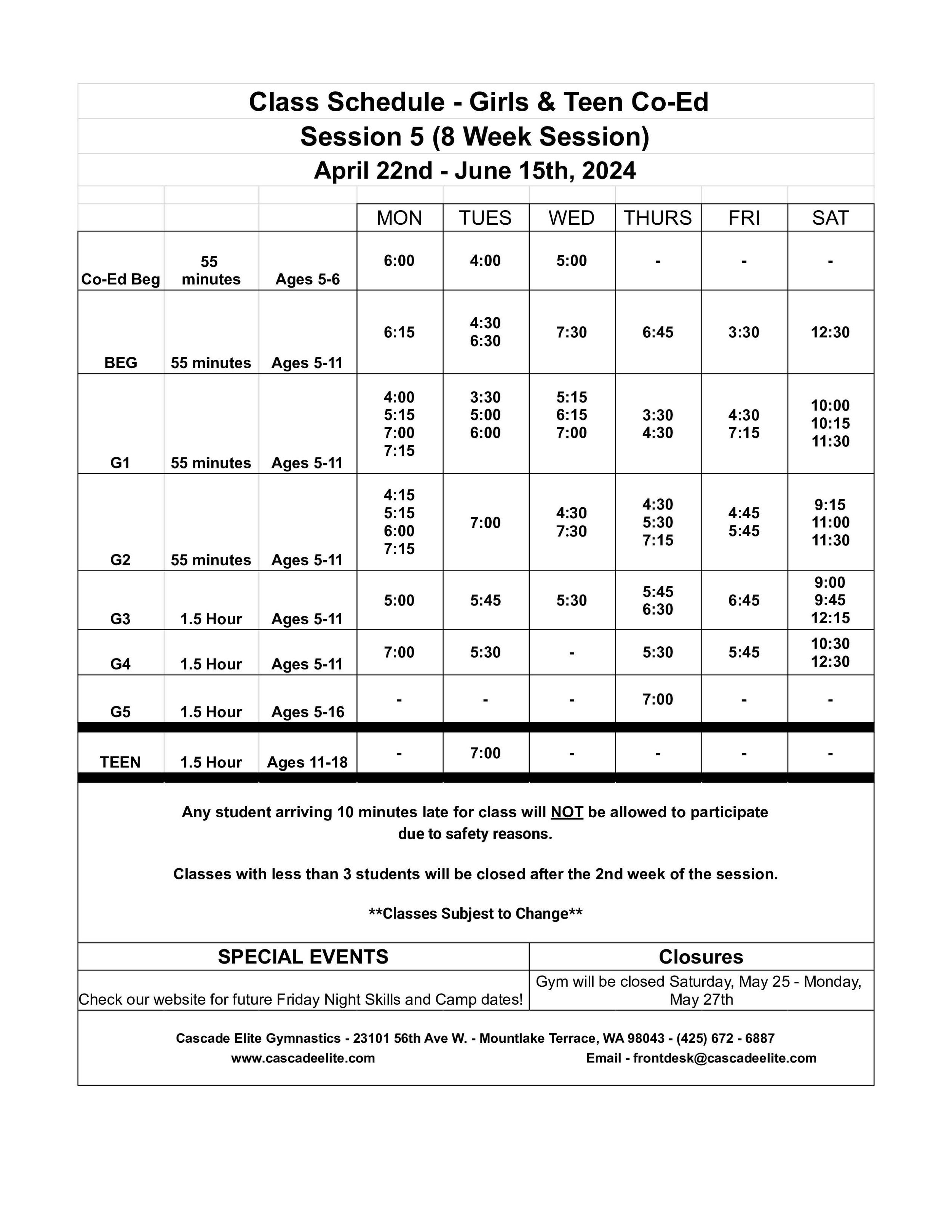 Classes — Cascade Elite Gymnastics