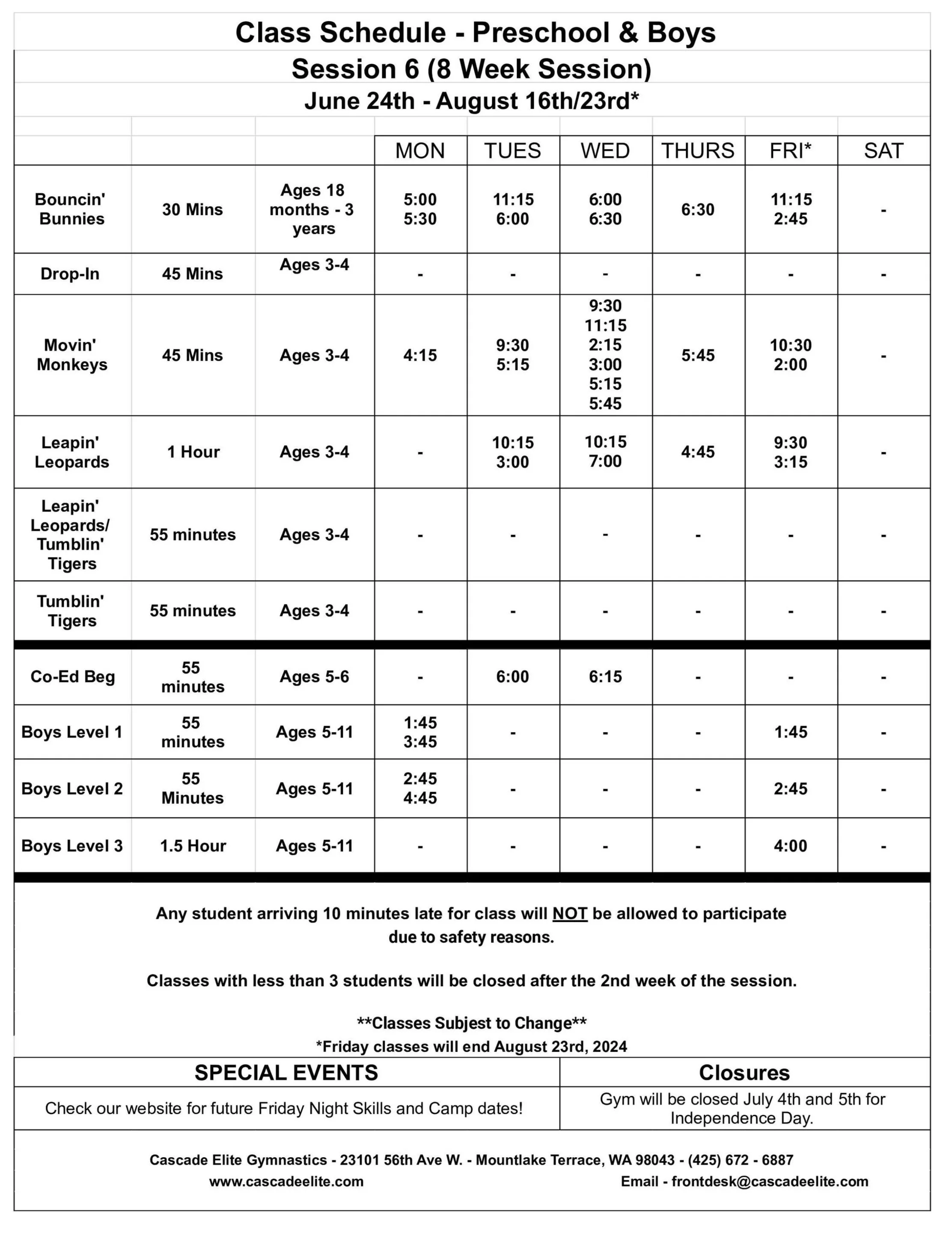 Classes — Cascade Elite Gymnastics