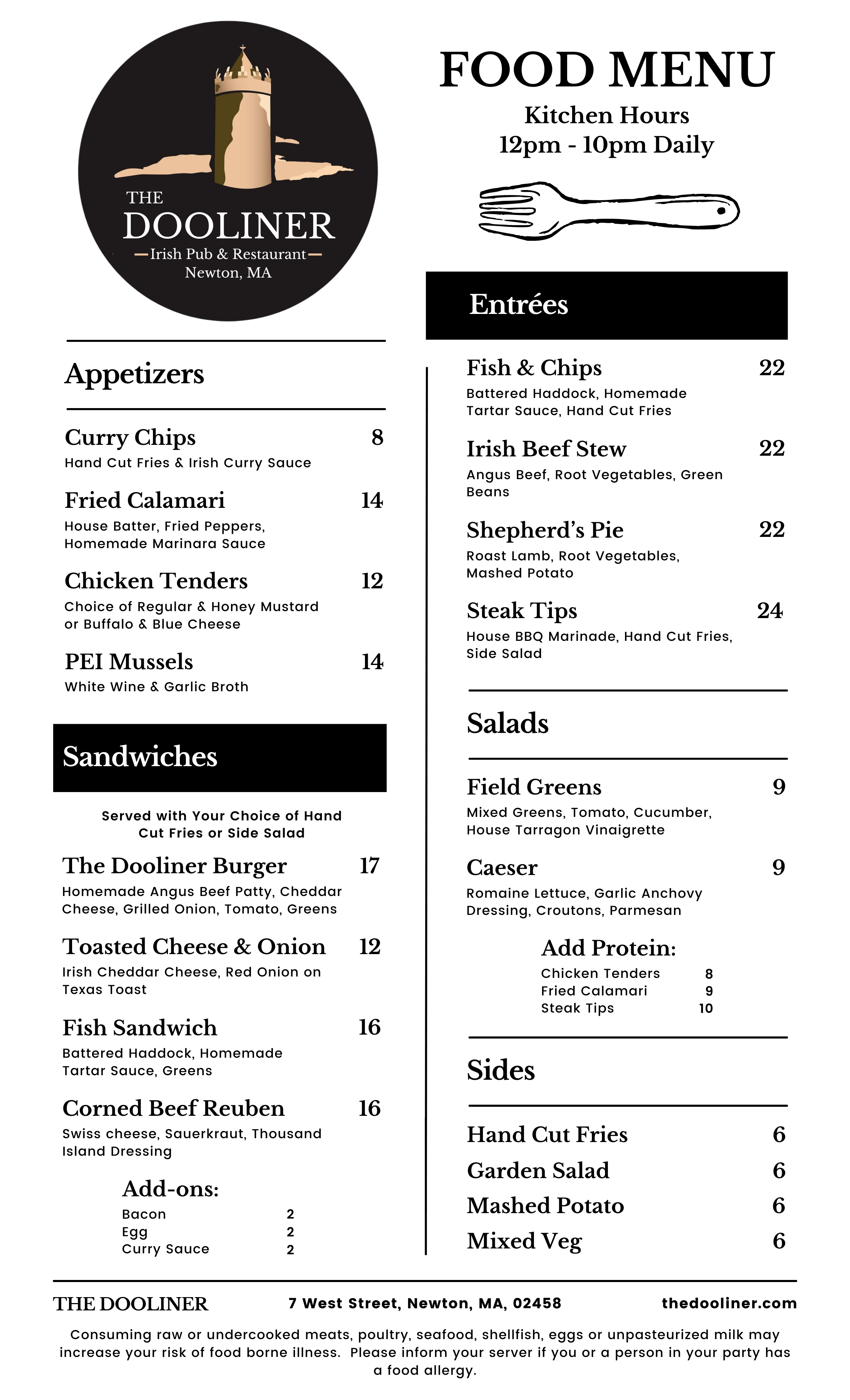 Menu — The Dooliner