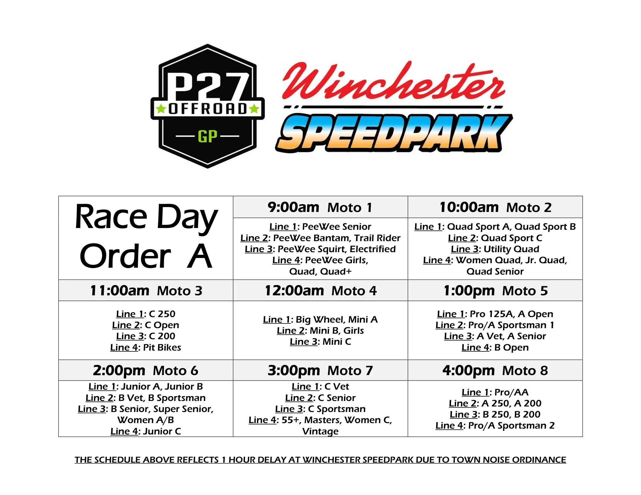 P27Offroad Motocross Race Schedule and Times