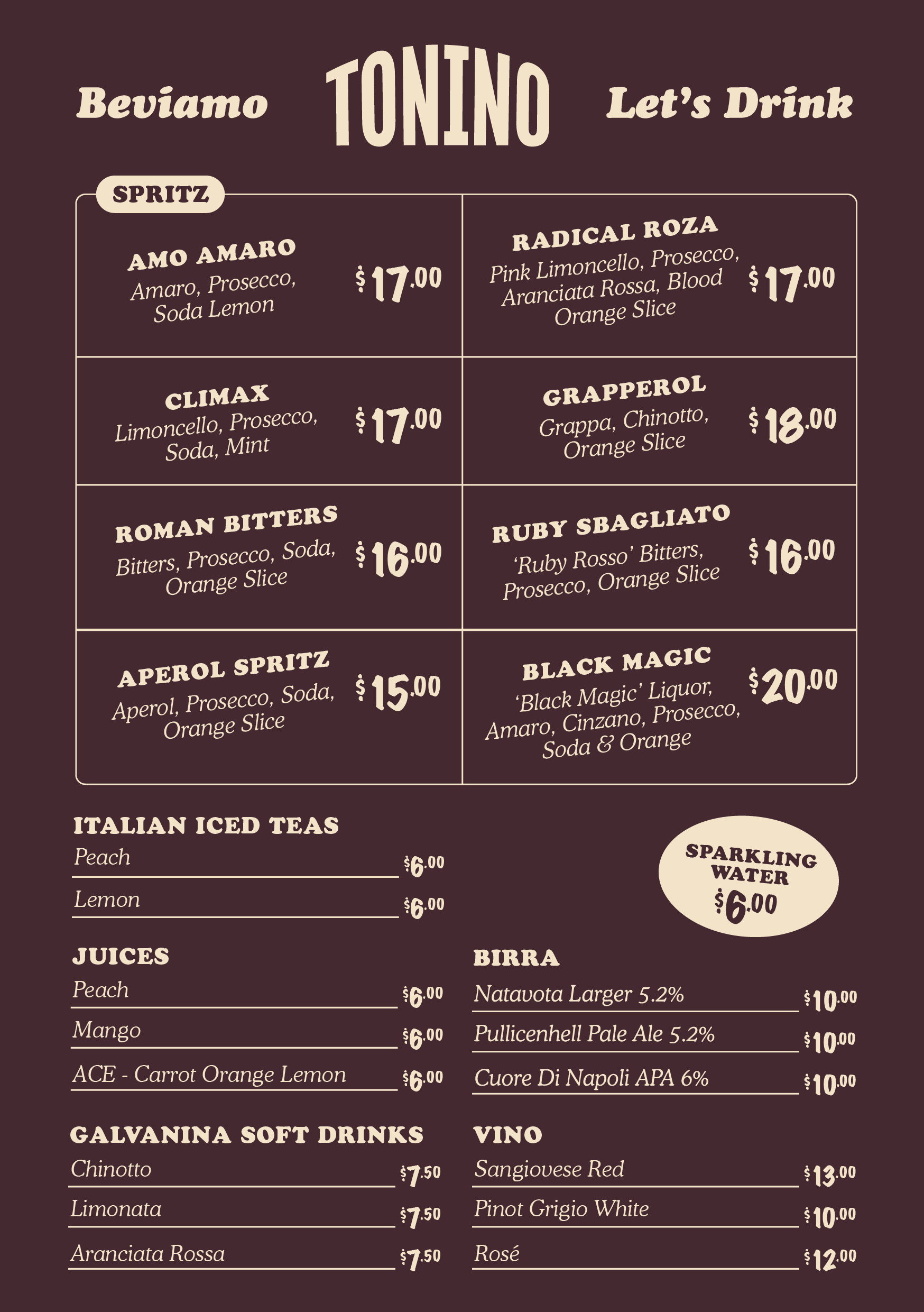 Menu — Tonino