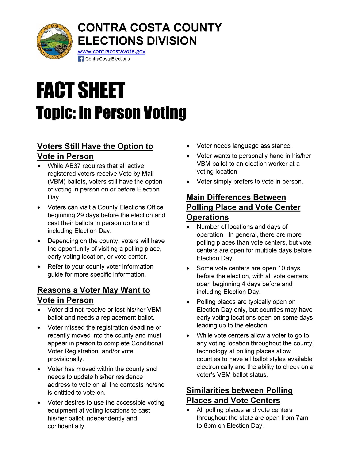 Facts about Voting — Contra Costa Elections