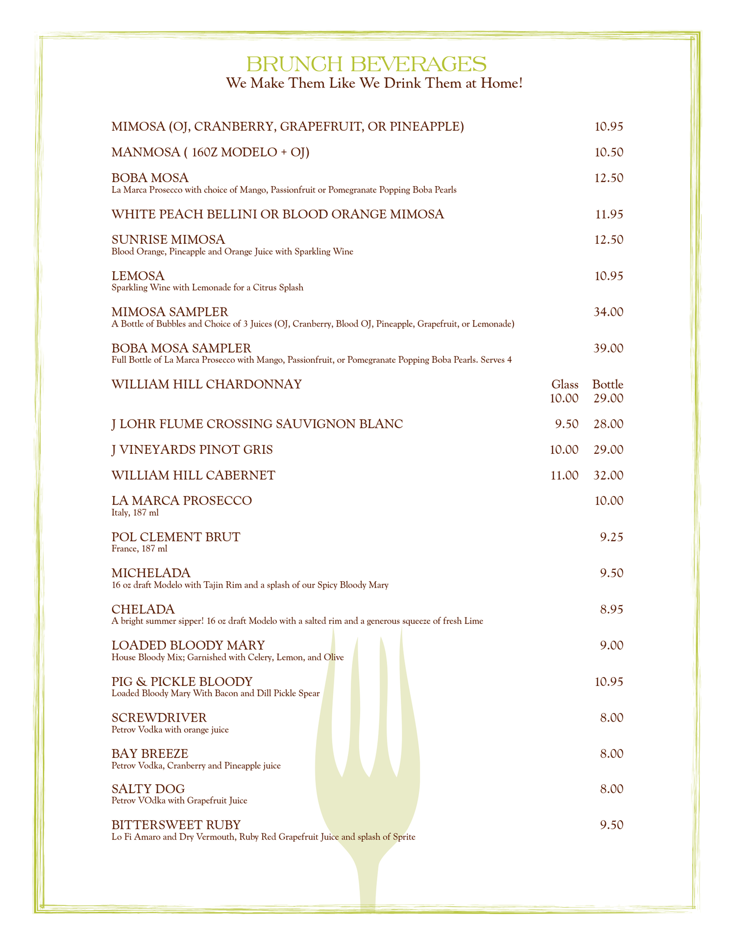 Menu — the getaway cafe