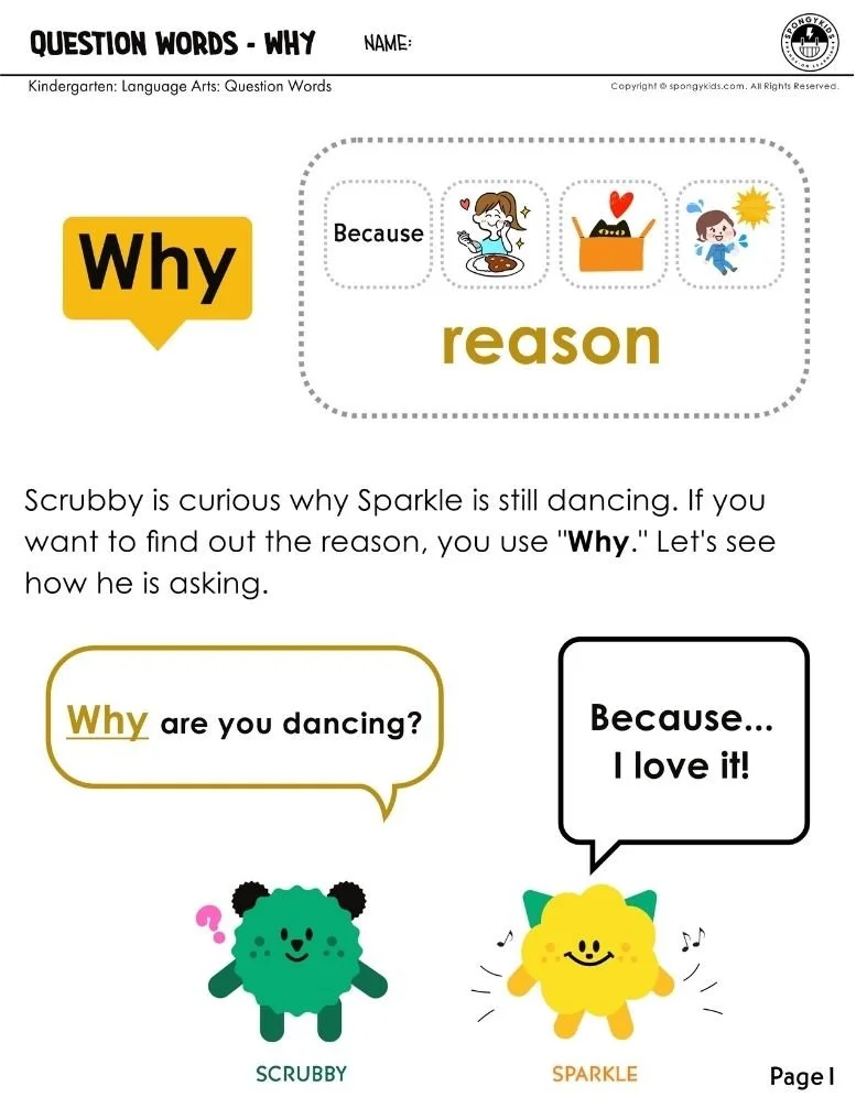 Learn the Question Word ‘Why’ – ELA Activity — SPONGYKIDS
