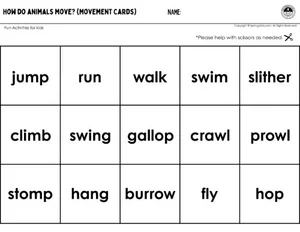 Animal Movements for Kids | Science Card Game — SPONGYKIDS