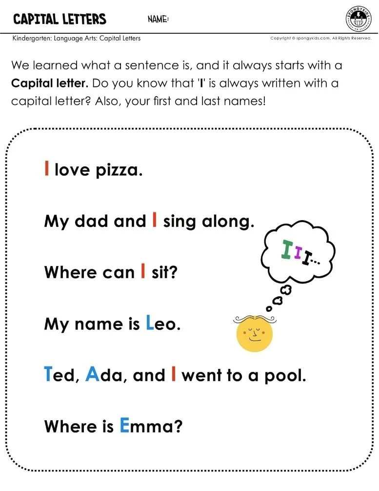 Capital Letters: A Fun Anchor Chart for Kids — SPONGYKIDS