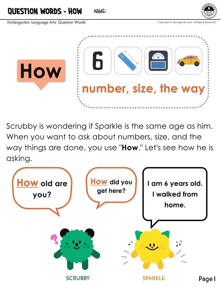 Learn the Question Word ‘How’ – ELA Activity — SPONGYKIDS