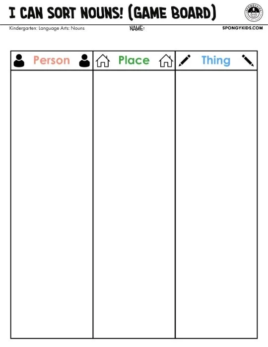 Noun Sorting Game | People, Places & Things — SPONGYKIDS