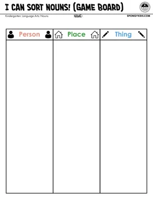 Noun Sorting Game | People, Places & Things — SPONGYKIDS