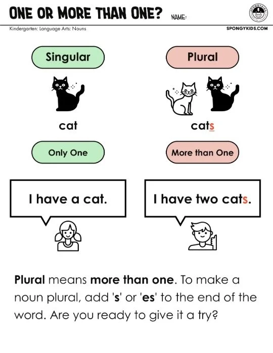 Plural Noun Anchor Chart for Kids | Add S & ES — SPONGYKIDS