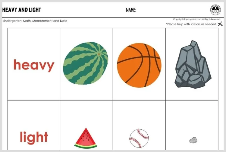 Heavy vs. Light: Fun Measurement Activities — SPONGYKIDS