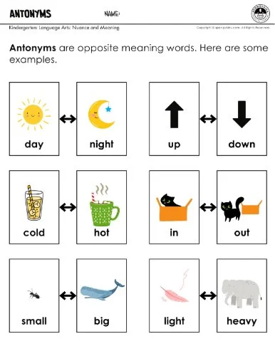 Antonym Anchor Chart: Learn Opposite Words! — SPONGYKIDS