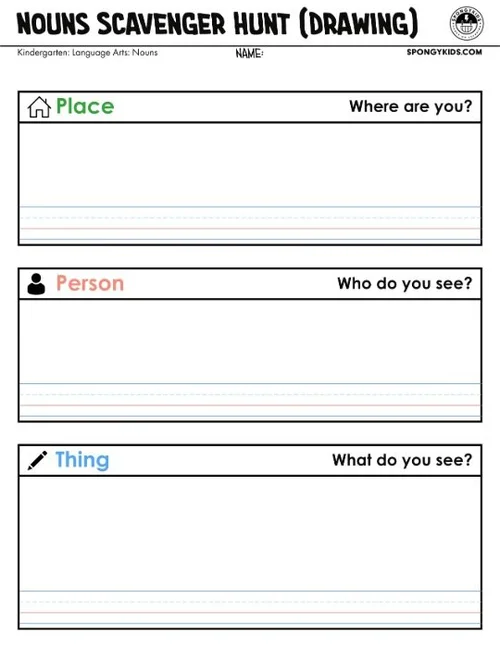 Nouns Scavenger Hunt | Fun activities (ELA) — SPONGYKIDS