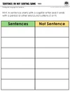 Sentence or Not Sorting Game: Learning Activity — SPONGYKIDS