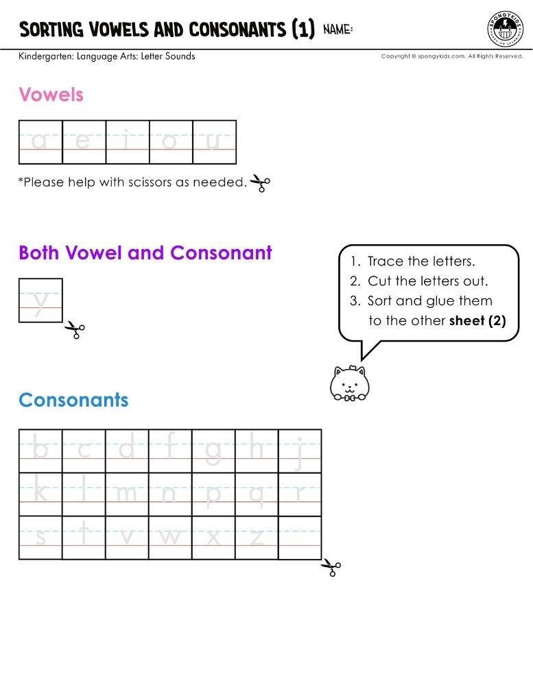 Sorting Vowels & Consonants Activities for Kids — SPONGYKIDS