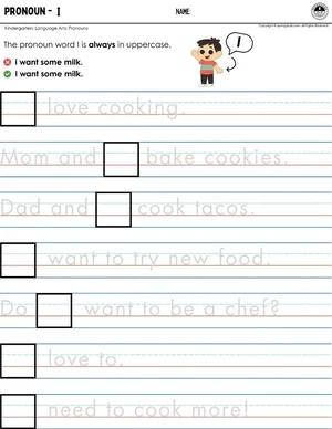 Pronoun ‘I’ | Free Worksheet to Learn Pronoun — SPONGYKIDS